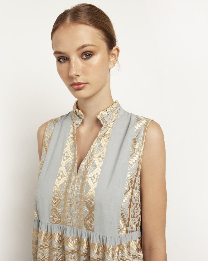 Duckert & Co. greek, archaic, kjole, 25131- GREY/GOLD, duckert og co ...