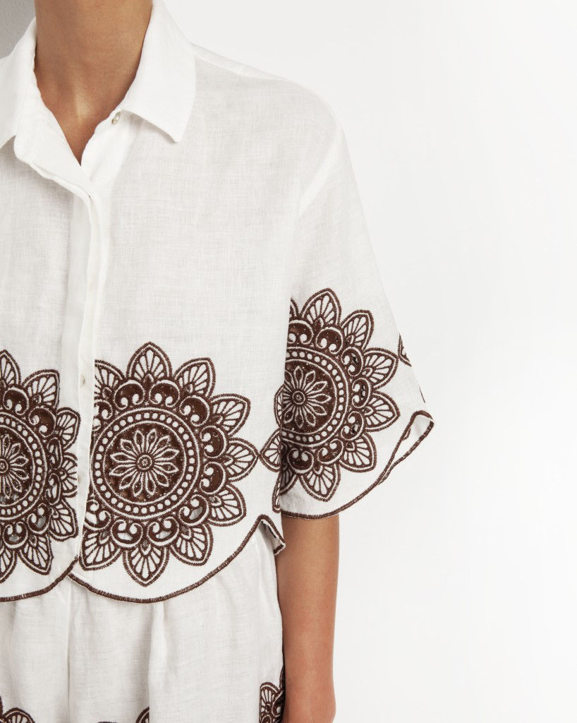 Duckert & Co. greek, archaic, skjorte, 11072-WHITE/BROWN, duckert og co, webshopping